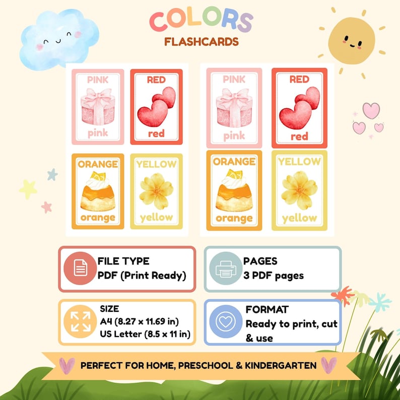 Pastel Color Flashcards for Toddlers | Montessori Learning Activity ...