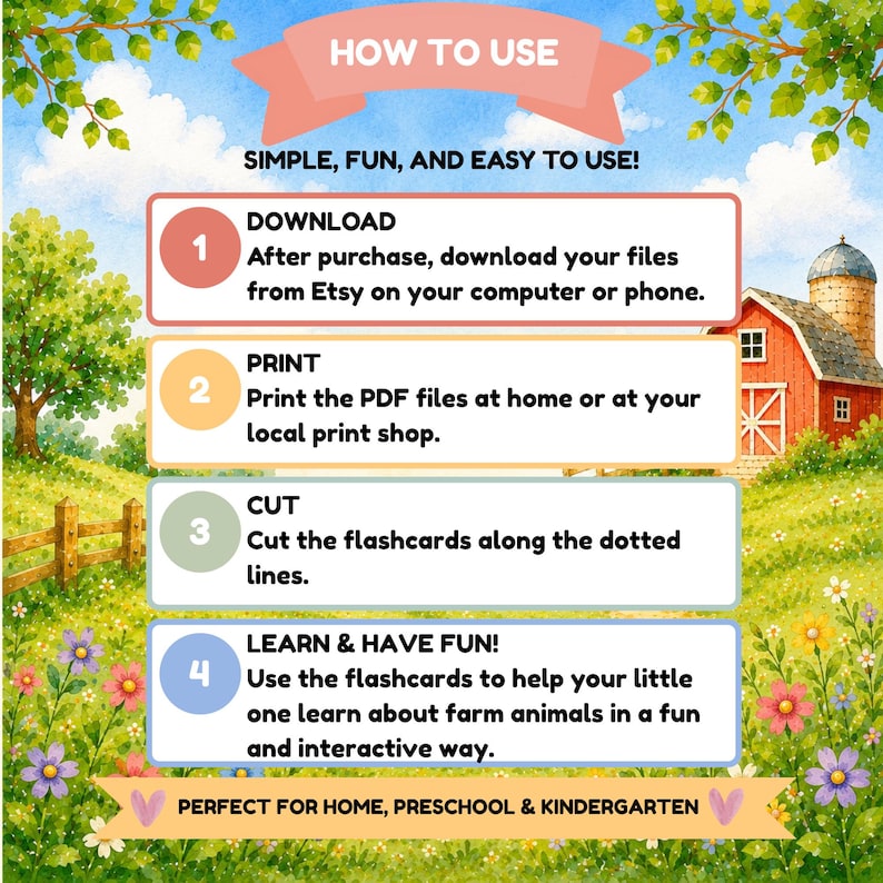 Printable Farm Animals Flashcards for Kids | Watercolor Montessori ...