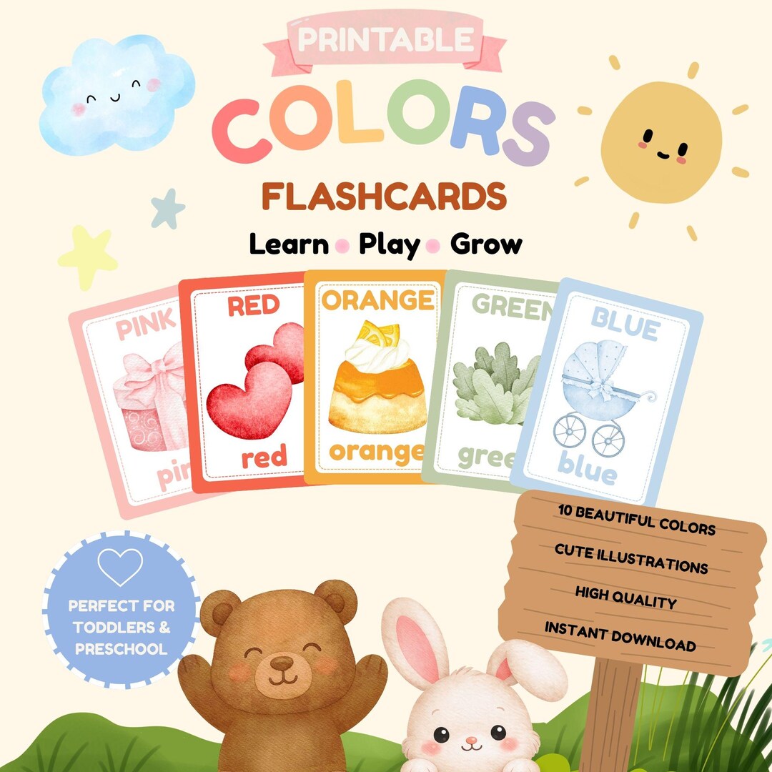 Pastel Color Flashcards for Toddlers | Montessori Learning Activity ...