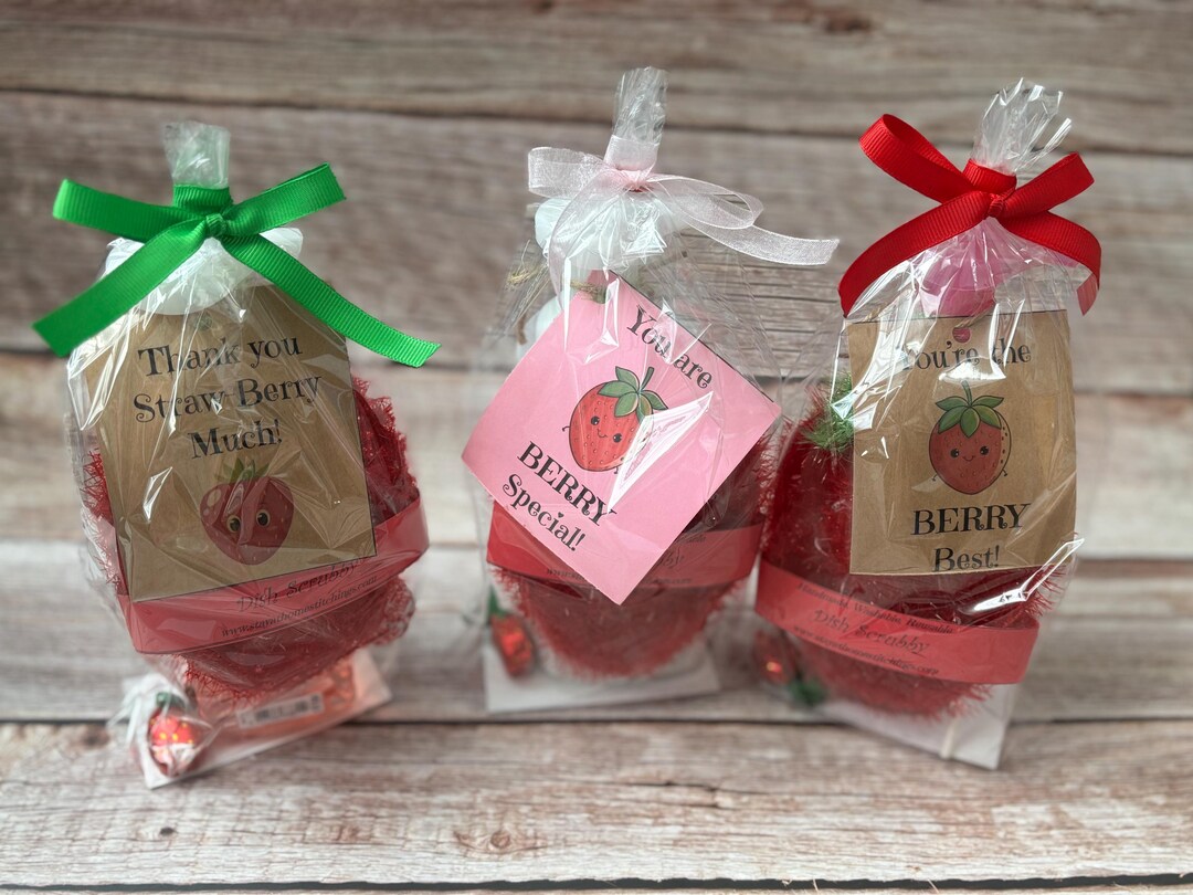 Strawberry Dish Scrubby and Handsoap Gift Sets - Etsy
