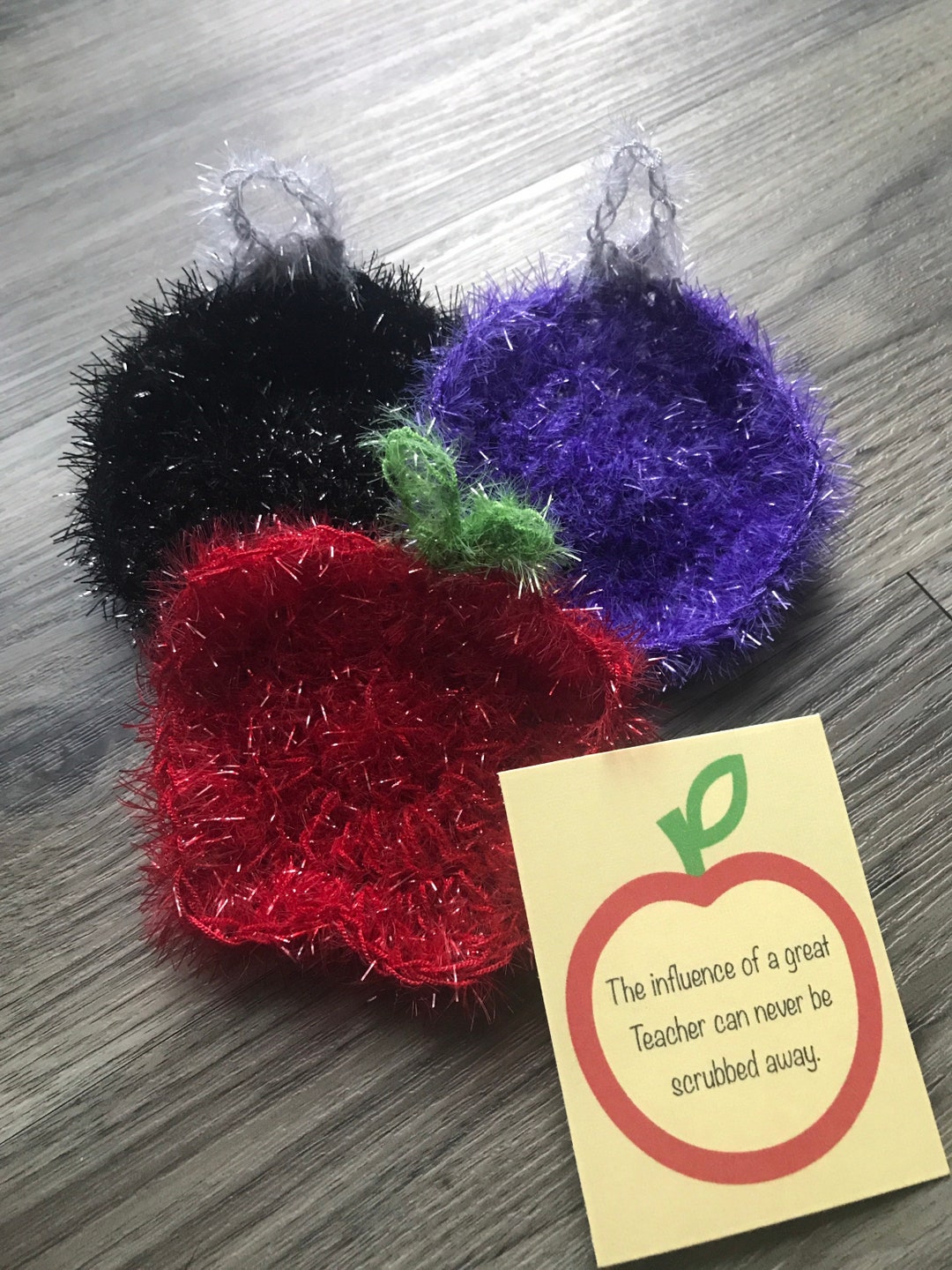 Teacher Appreciation Dish Scrubby Gift Set colors: Strawberry, Licorice ...