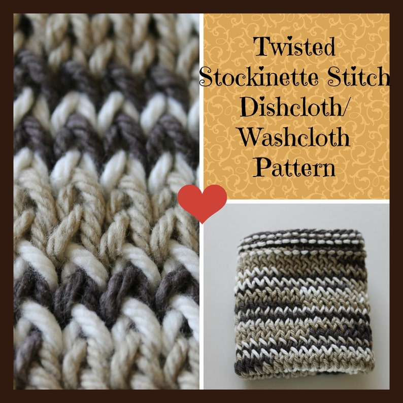 Knit PATTERN, Twisted Stockinette Stitch Dishcloth, Wash Cloth, Instant ...