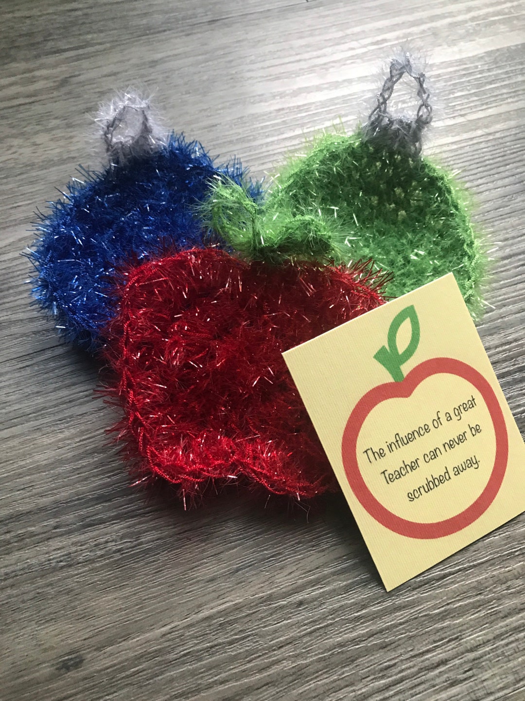 Teacher Appreciation Dish Scrubby Gift Set colors: Strawberry, Avocado ...