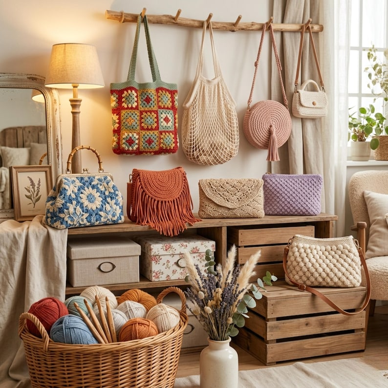 200+ Crochet Bag Patterns Bundle, Tote, Crossbody, Shoulder, Boho ...