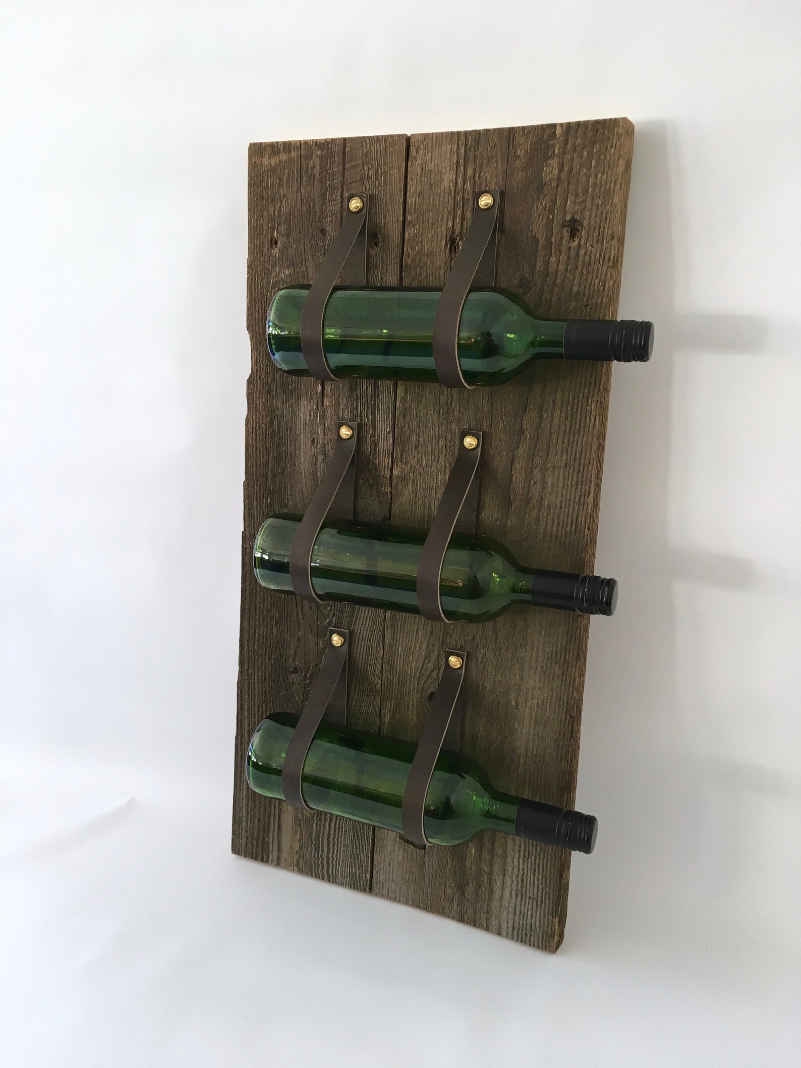 Wine Rack 82 Antique Barn Wood Leather Brass Wine and - Etsy