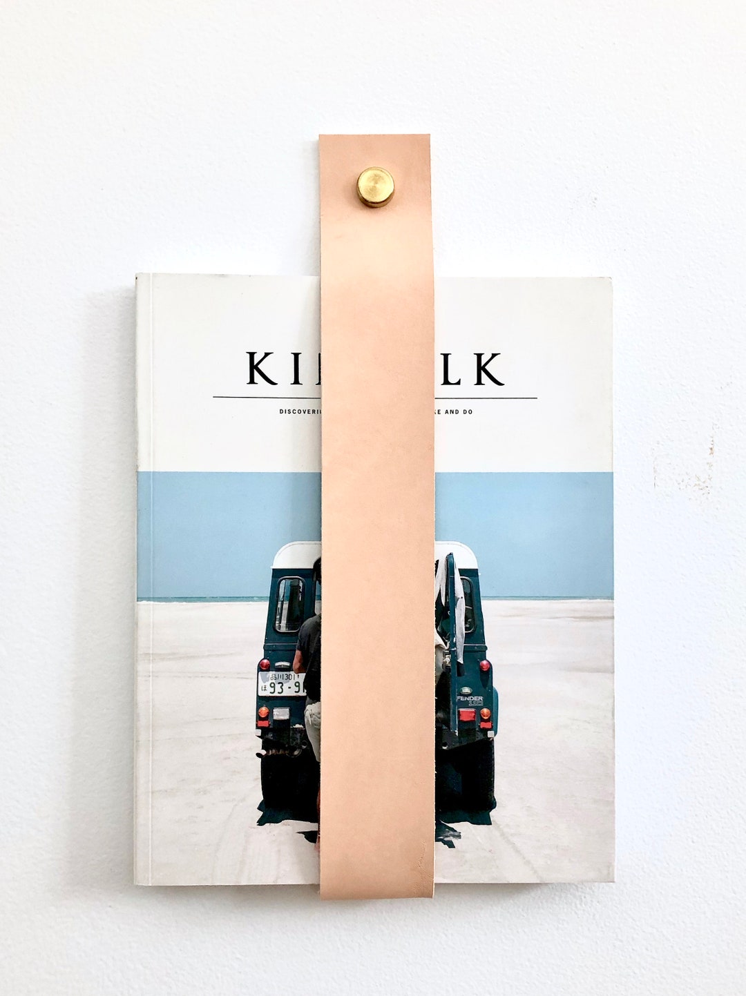 Magazine Holder Recycled Leather and Brass Wall Strap for Magazines - Etsy