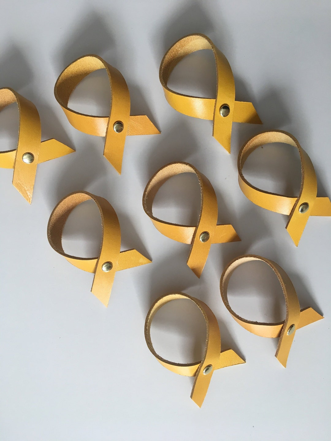 Napkin Rings, Mustard Yellow Recycled Leather and Brass - Etsy