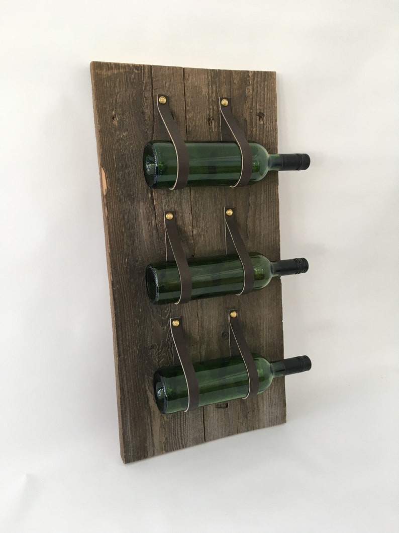 Wine Rack 82 Antique Barn Wood Leather Brass Wine and - Etsy