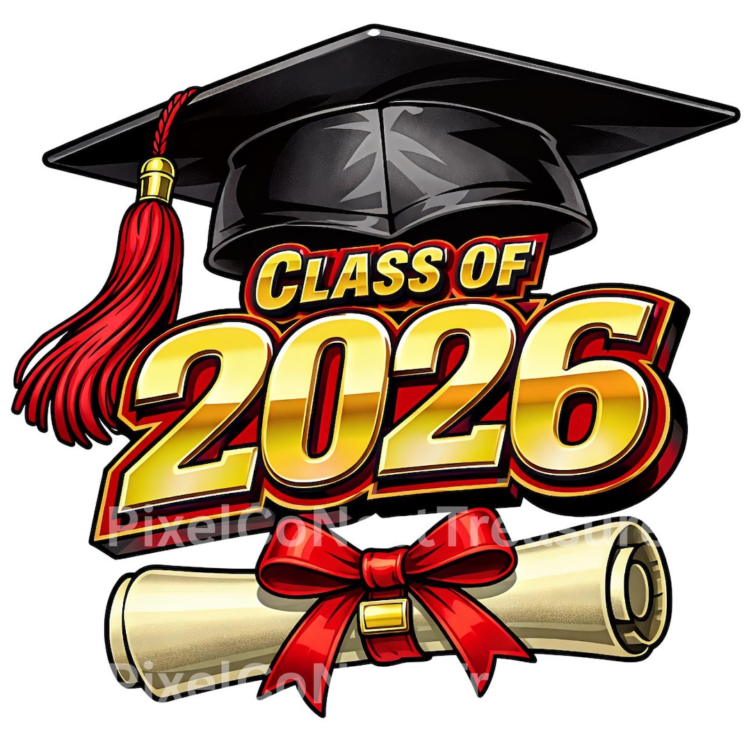 Class of 2026 Graduation PNG Gold Senior Grad Cap Clipart Sublimation ...