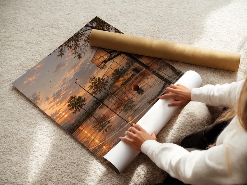 Sunset Basketball Court Poster | Vertical Sports Photography Print - Etsy