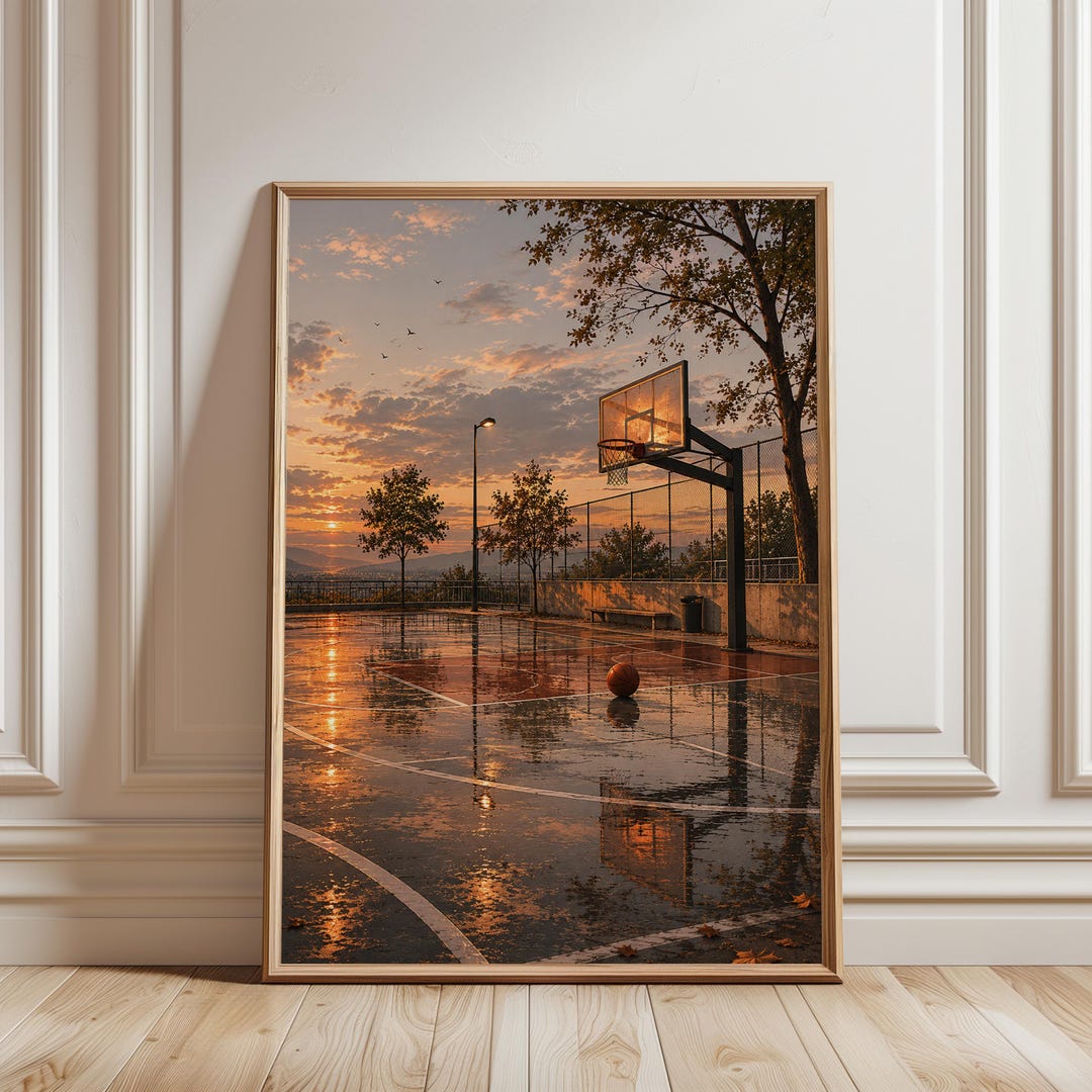 Sunset Basketball Court Poster | Vertical Sports Photography Print - Etsy
