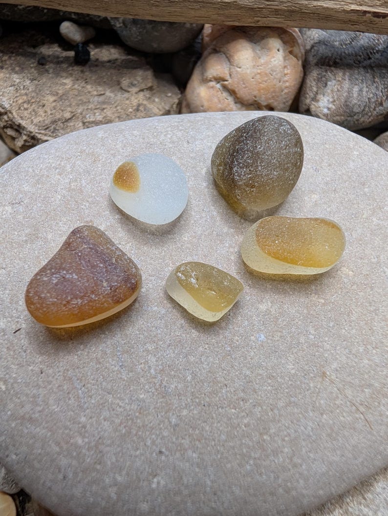 Seaham Beach - Multi Sea Glass Collection - 5 Piece Yellow/amber Set ...