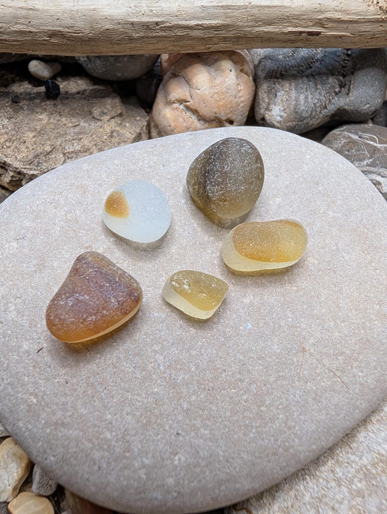 Seaham Beach - Multi Sea Glass Collection - 5 Piece Yellow/amber Set ...