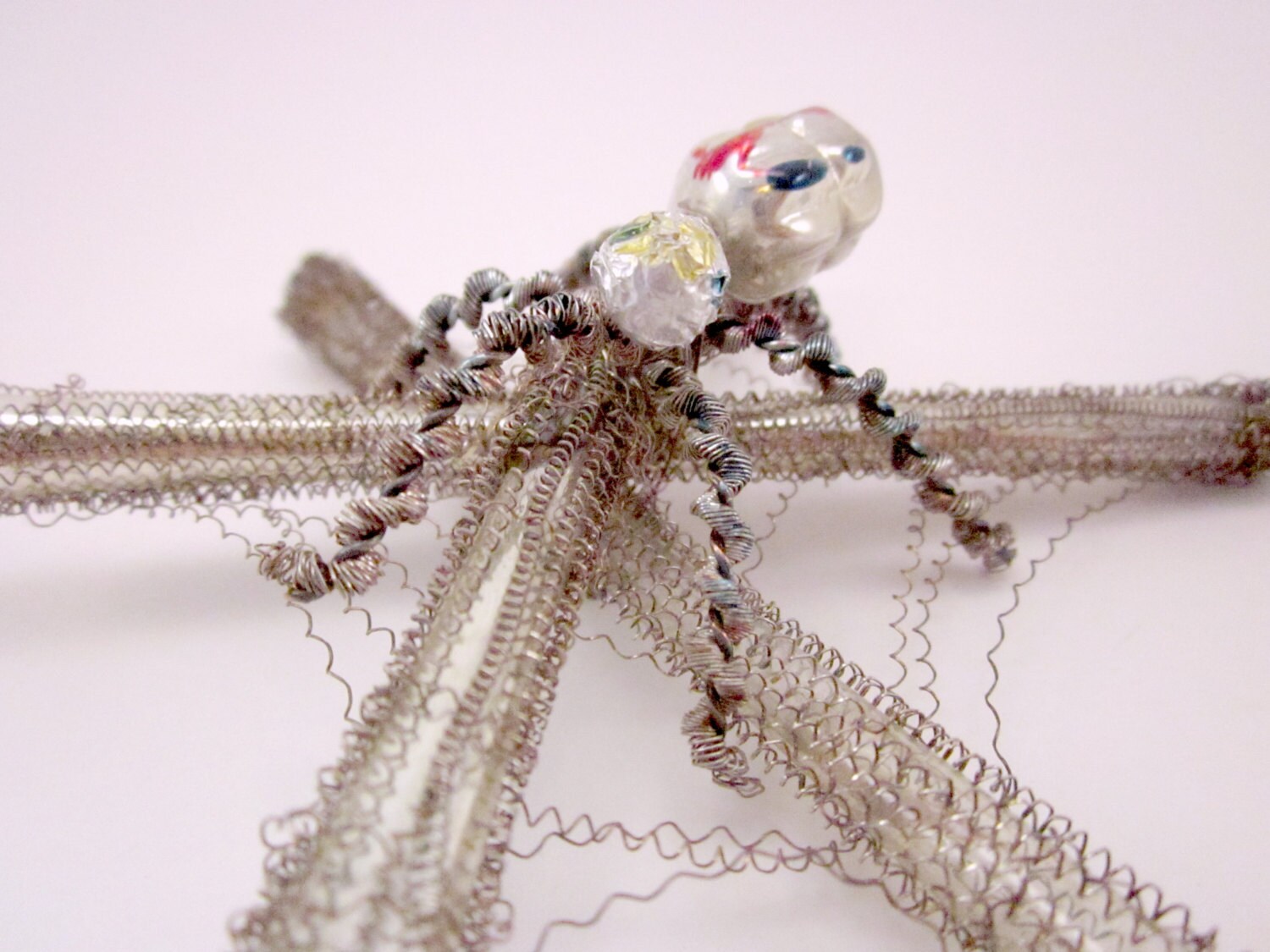 Vintage Wire Wrapped Spider Web Christmas Ornament, Glass and Wire ...