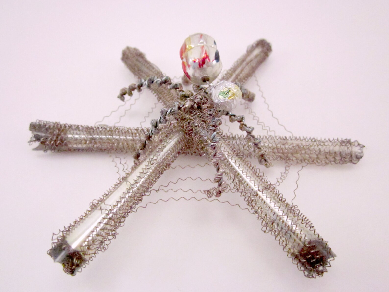 Vintage Wire Wrapped Spider Web Christmas Ornament, Glass and Wire ...