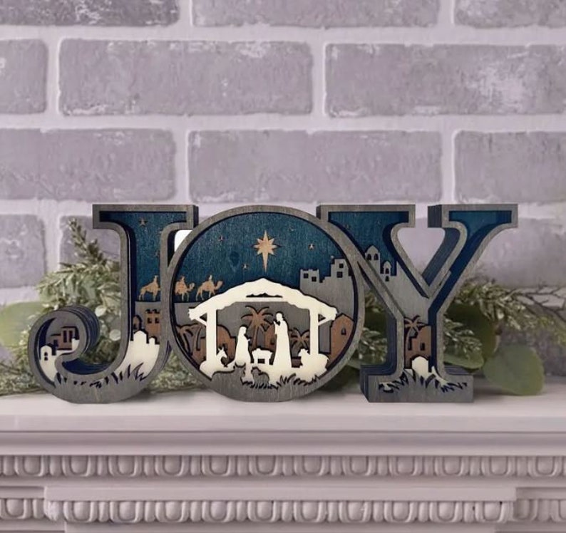 Joy 3D Nativity Scene Light up Nativity Scene Christmas Decor Joy ...