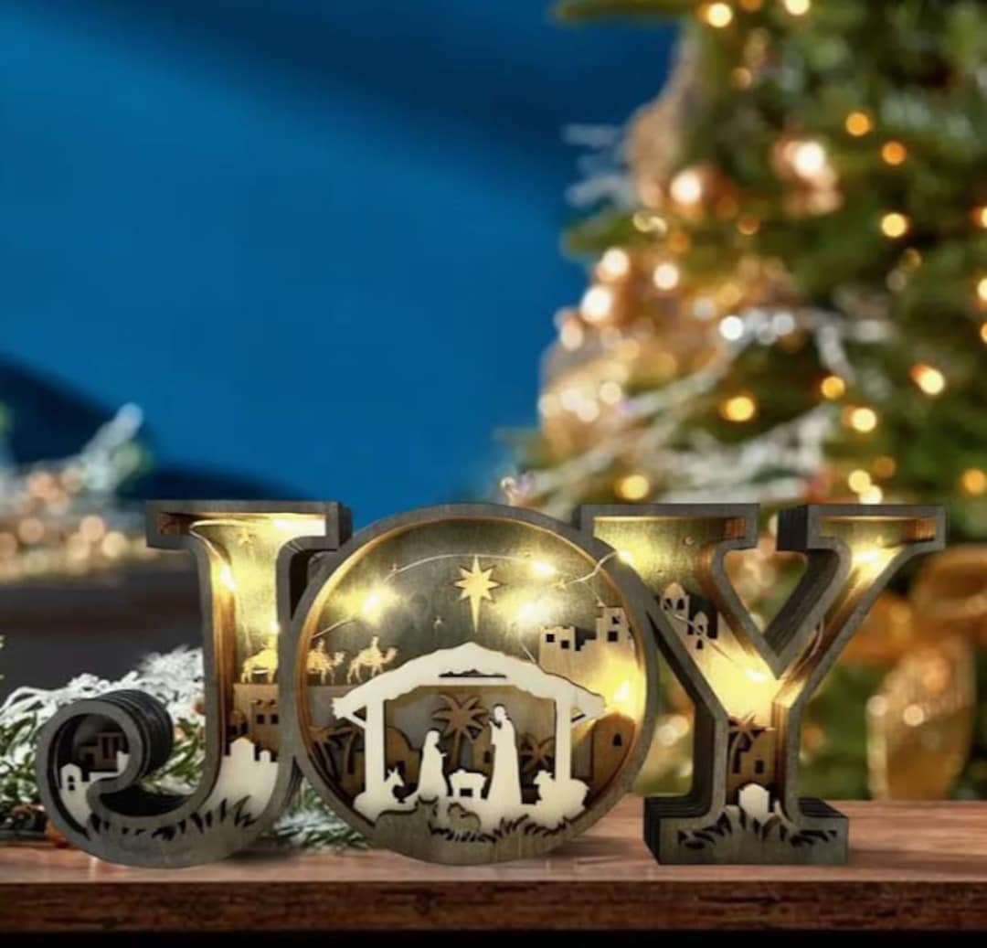 Joy 3D Nativity Scene Light up Nativity Scene Christmas Decor Joy ...