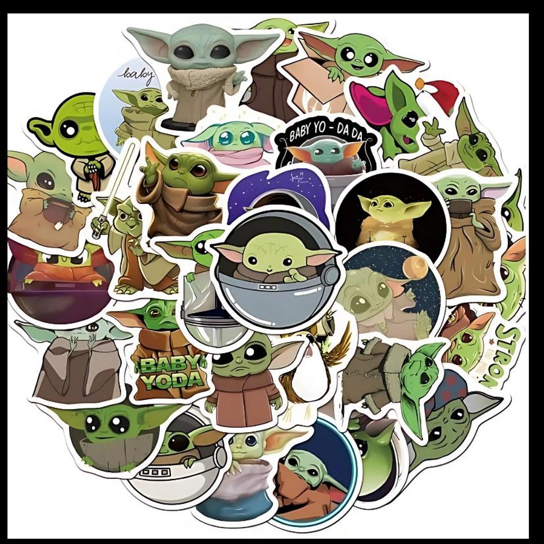Star Wars Baby Yoda Stickers, Mandalorian Skateboard Laptop Luggage ...