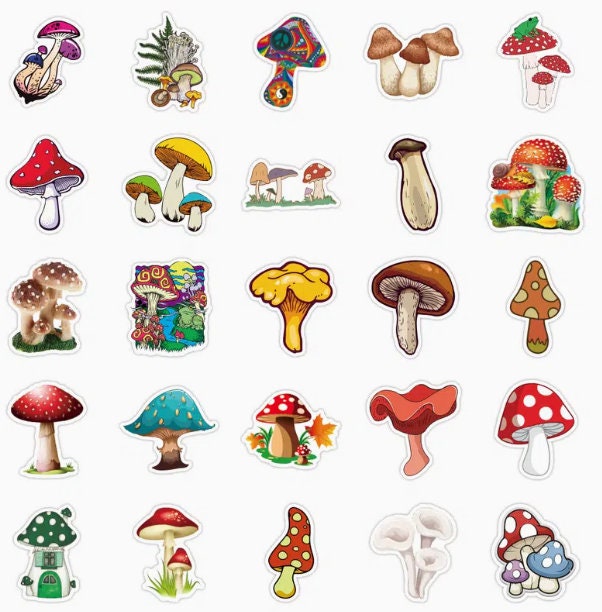 Mushroom Sticker Pack Fairy Garden Gnome Mushroom Caps Planner Sticker ...