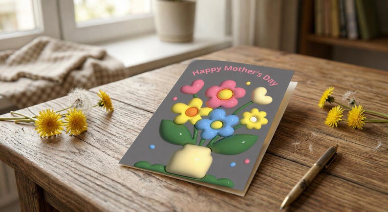 Mother’s Day Card ,digital PDF, 5x7 Printable Flower Bouquet - Etsy