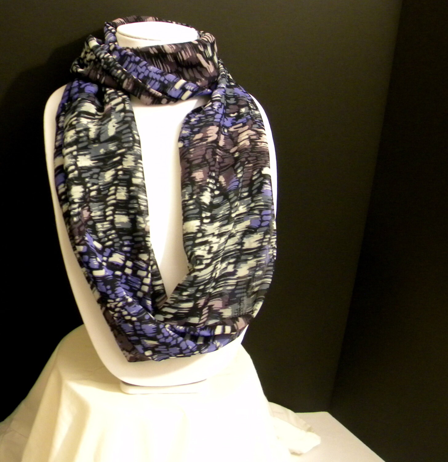 Sheer Purple & Black Riverstone Pattern Infinity Scarf - Etsy