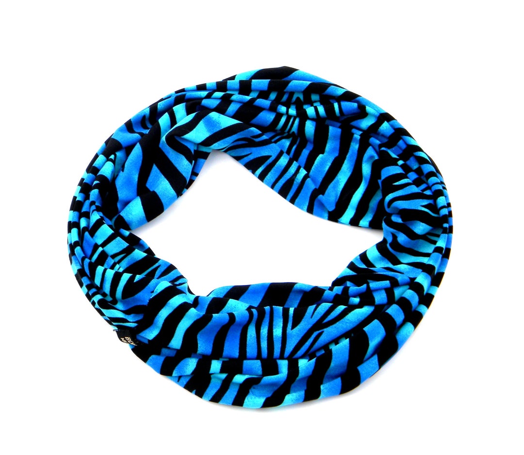 Blue & Black Tiger Striped Infinity Scarf - Etsy