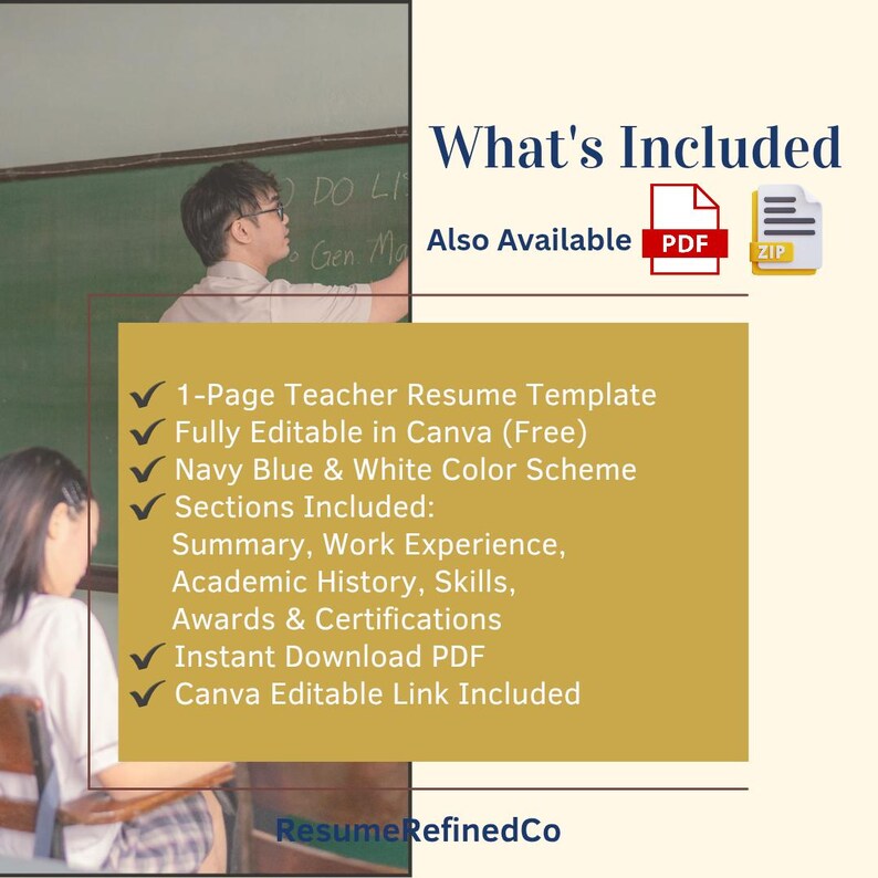 Teacher Resume Template | Editable Canva CV (instant Download) - Etsy