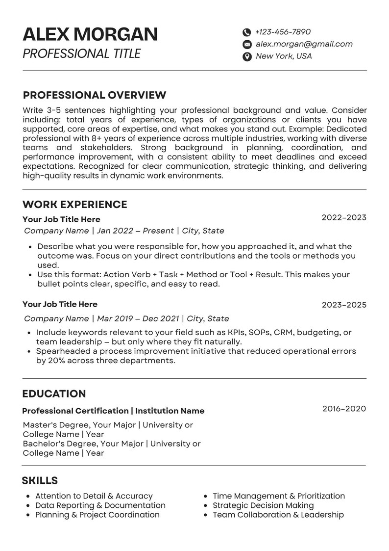 ATS Friendly Resume Template | Professional CV & Cover Letter (instant ...