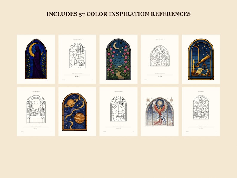 Celestial Stained Glass Coloring Journal | 57 Pages + Stories ...
