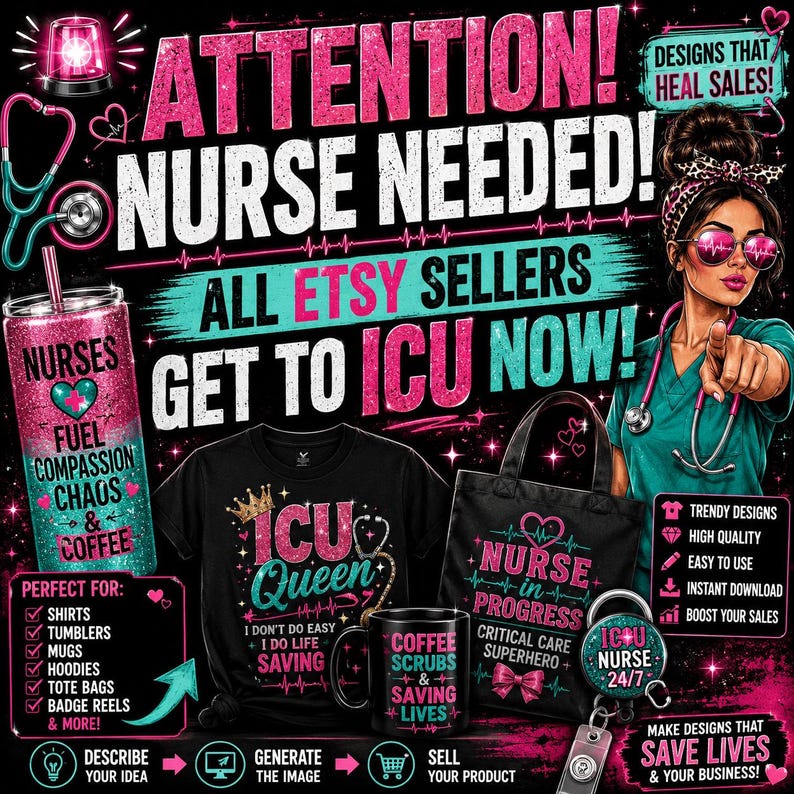 Nurse Glam Graphics GPT | AI T-shirt, Tumbler, Mug & PNG Design ...
