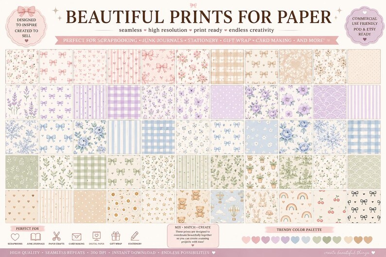 AI Seamless Pattern Generator | Coquette, Kawaii, Floral Designs ...