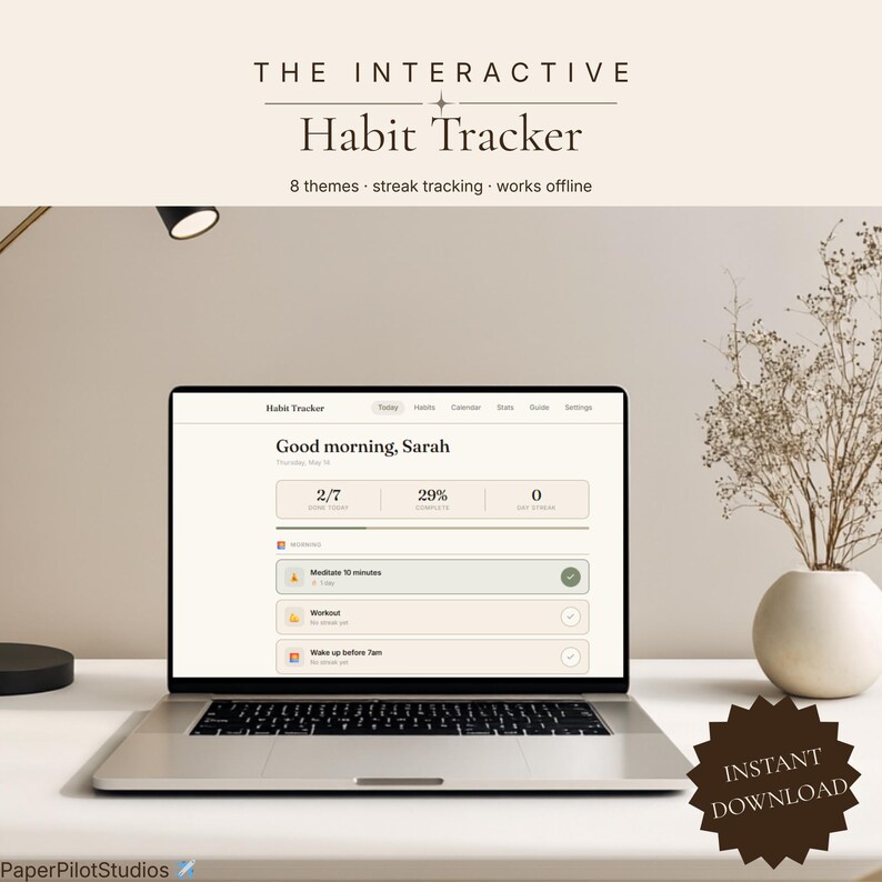 Interactive Habit Tracker , Digital Habit Planner, Streak Tracker, Goal ...