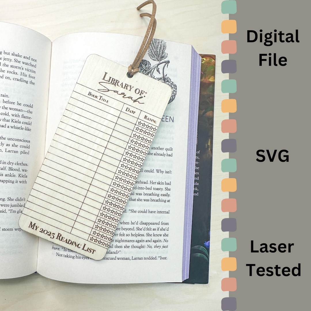 Library Checkout Card Bookmark SVG: Personalized Reading List Laser ...