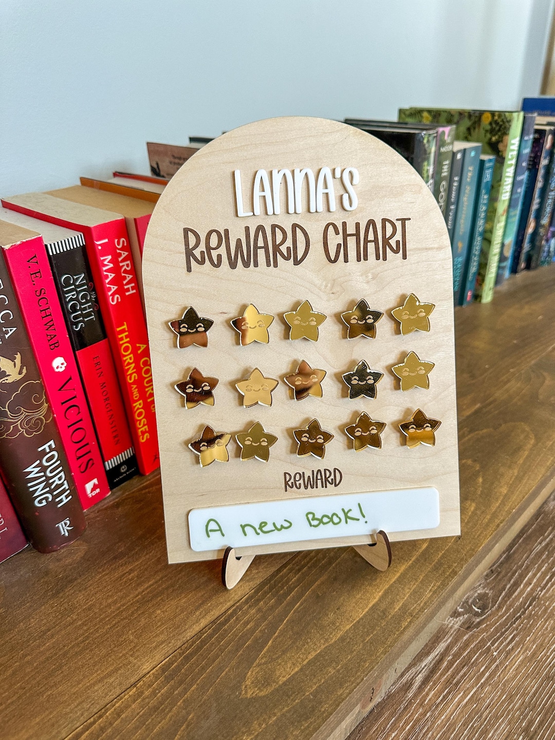 Personalized Wooden Reward Chart: Gold Star Chore Tracker - Etsy