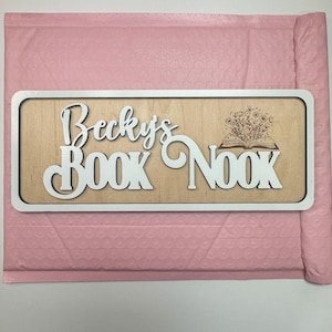 Personalized Book Nook Sign: Custom Maple Wood Library Decor - Etsy