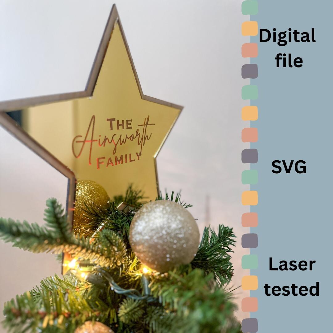 Personalized Star Tree Topper SVG | Laser Cut File (digital Download ...