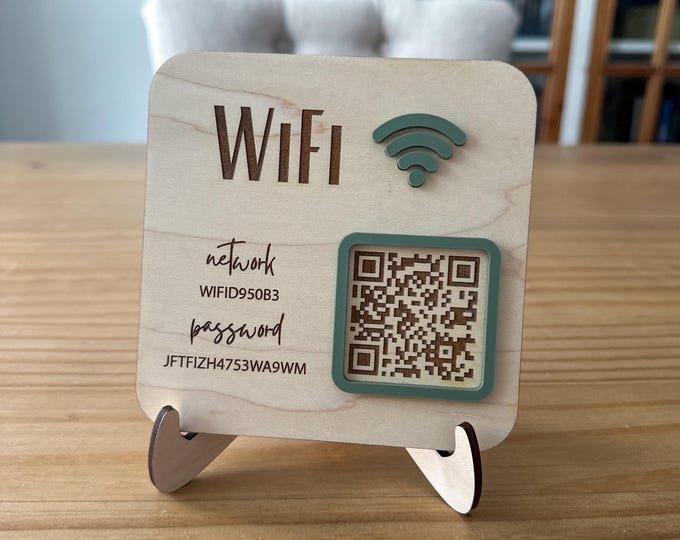 Custom Wifi QR Code Sign: Maple Wood Acrylic Guest Room Home or Airbnb ...
