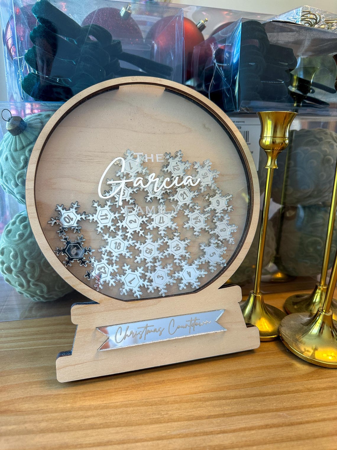Snow Globe Christmas Countdown SVG File | Laser Cut Snowflake Ornament ...