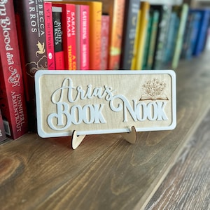 Personalized Book Nook Sign: Custom Maple Wood Library Decor - Etsy