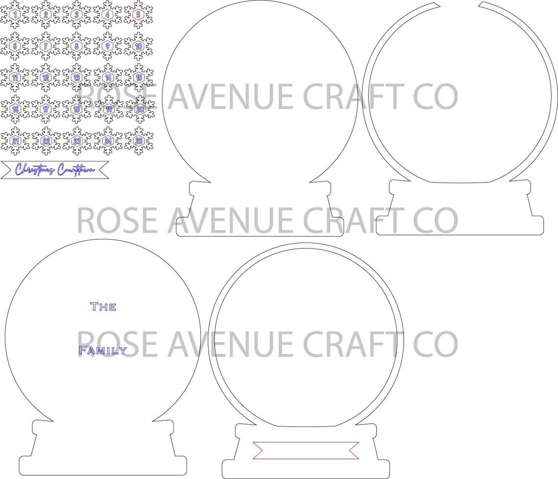 Snow Globe Christmas Countdown SVG File | Laser Cut Snowflake Ornament ...