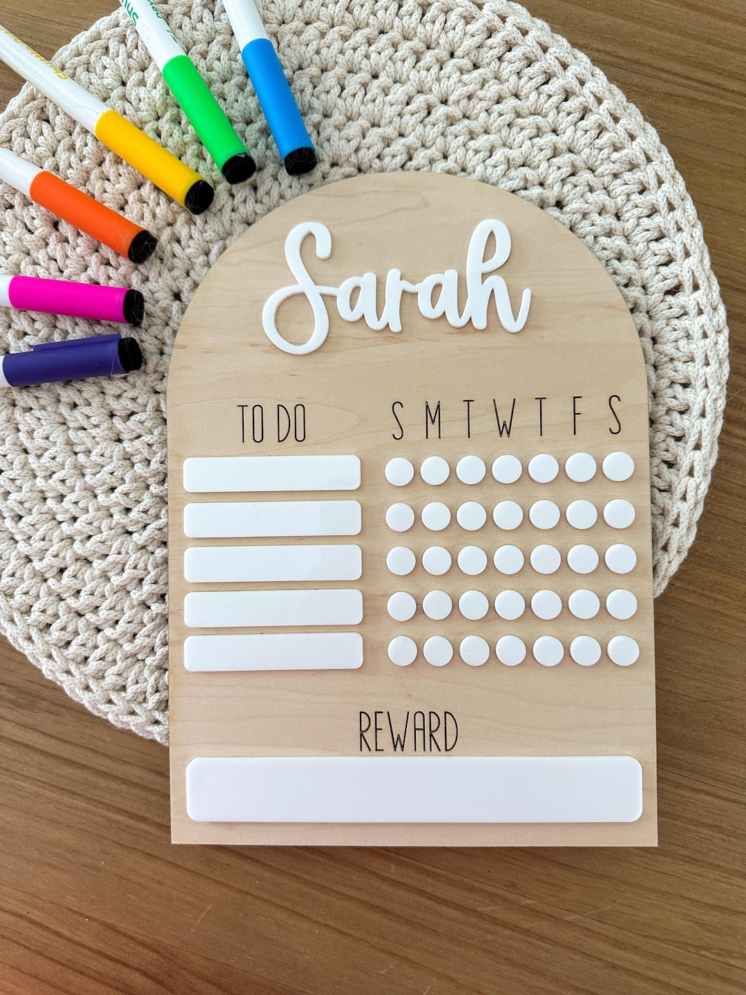 Personalized Weekly Dry Erase To-do List | Wood Backing, White Acrylic ...