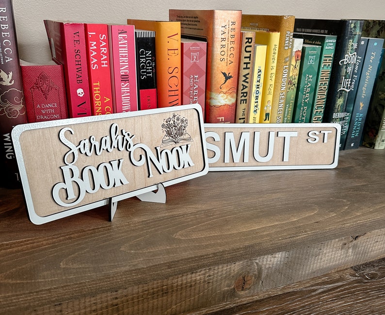 Personalized Book Nook Sign: Custom Maple Wood Library Decor - Etsy