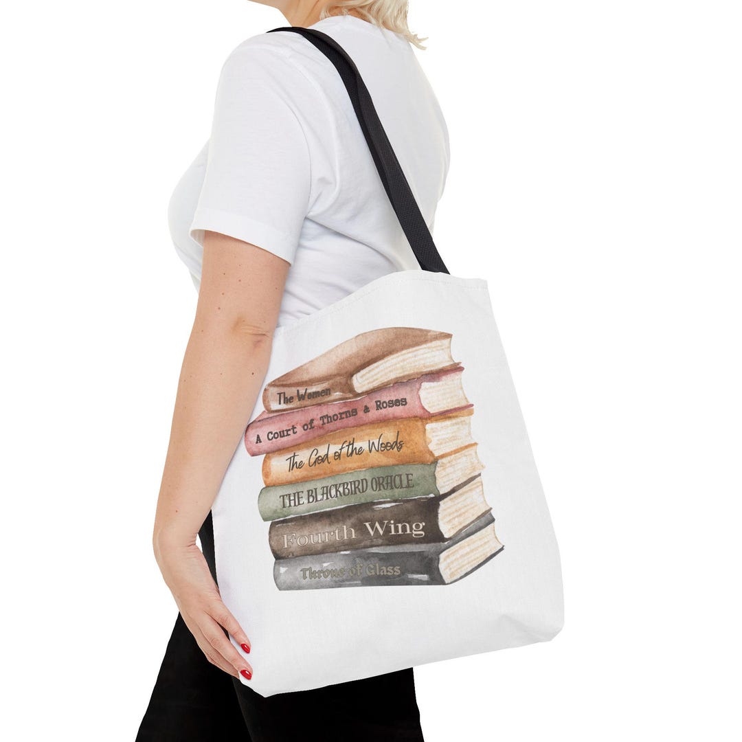Custom Favorite Book Tote Bag, Custom Book Stack Tote, Literary Tote ...