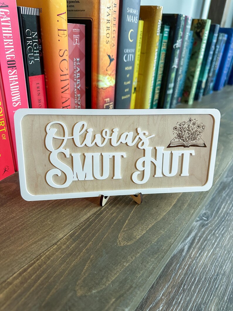 Personalized Book Nook Sign: Custom Maple Wood Library Decor - Etsy