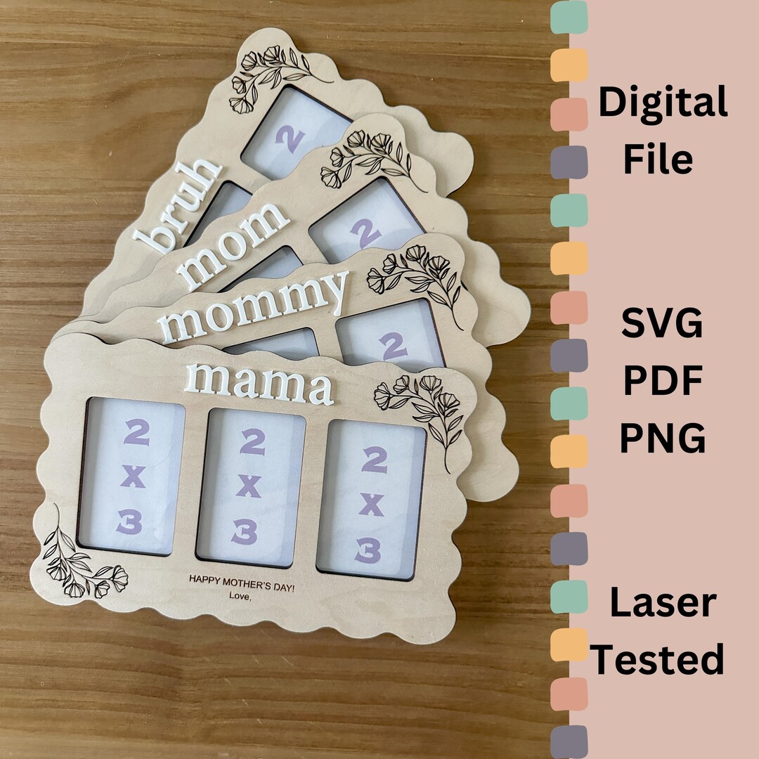 Scalloped Edge 5x7 Frame SVG | Mom, Grammy, Nana | Frame Laser Cutting ...