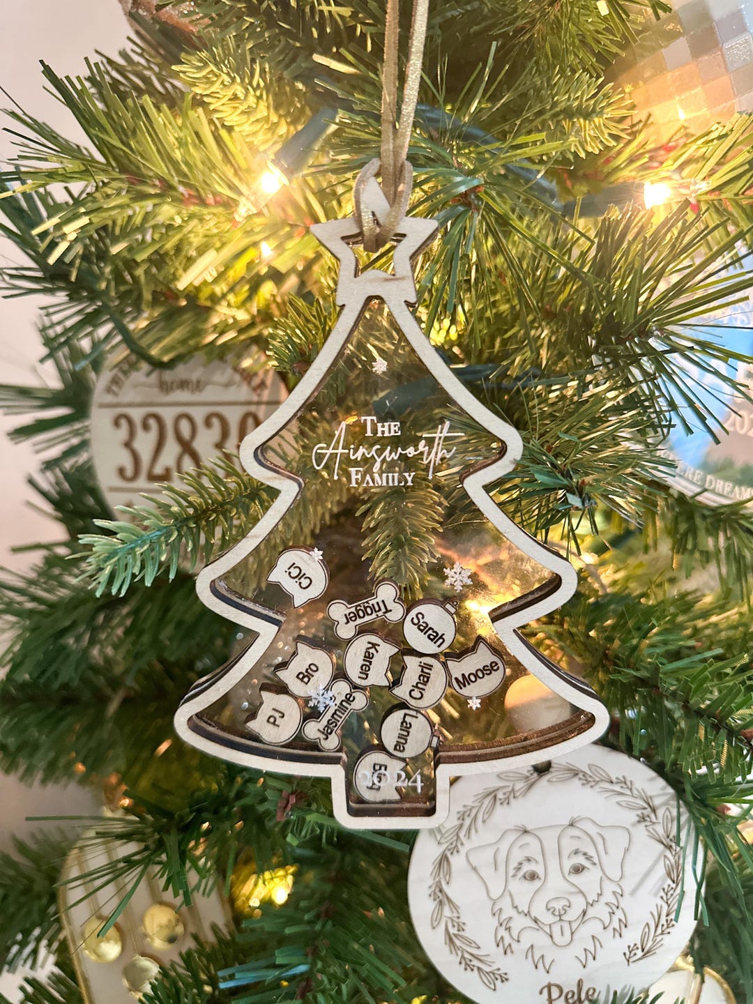 Personalized Christmas Tree Shaker Ornament SVG: Laser Cut Family ...
