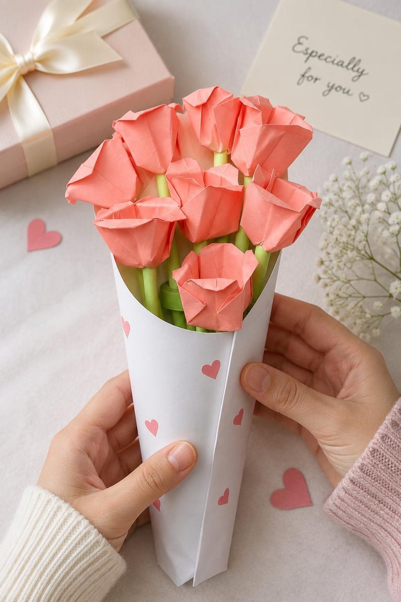 DIY Paper Tulip Bouquet Tutorial | PDF & Video Craft Guide (instant ...