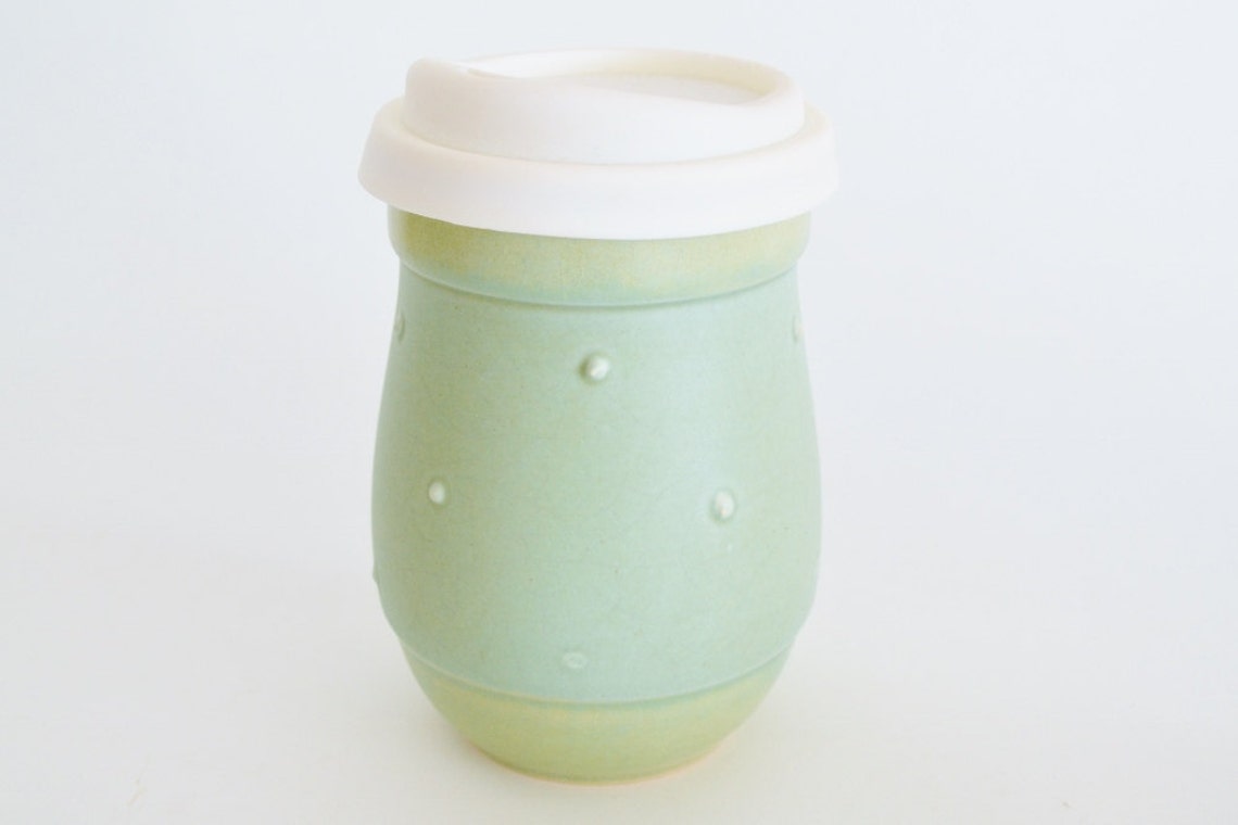 IN STOCK Turquoise Ceramic Travel Coffee Mug With Silicone - Etsy