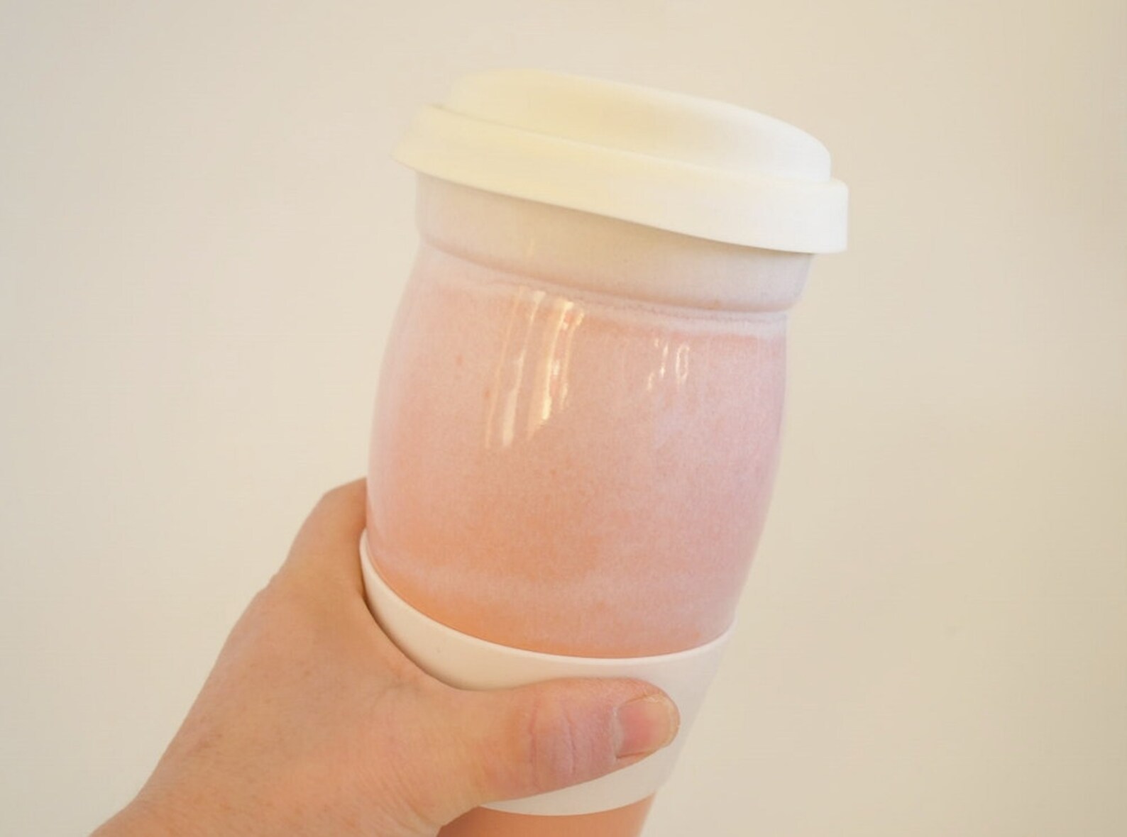 IN STOCK Pink Ceramic Travel Mug With Lid and Tea Infuser | Etsy