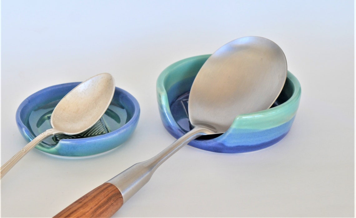 Stoneware Pottery Spoon Rest Set of 2 Kitchen Spoon Rests - Etsy